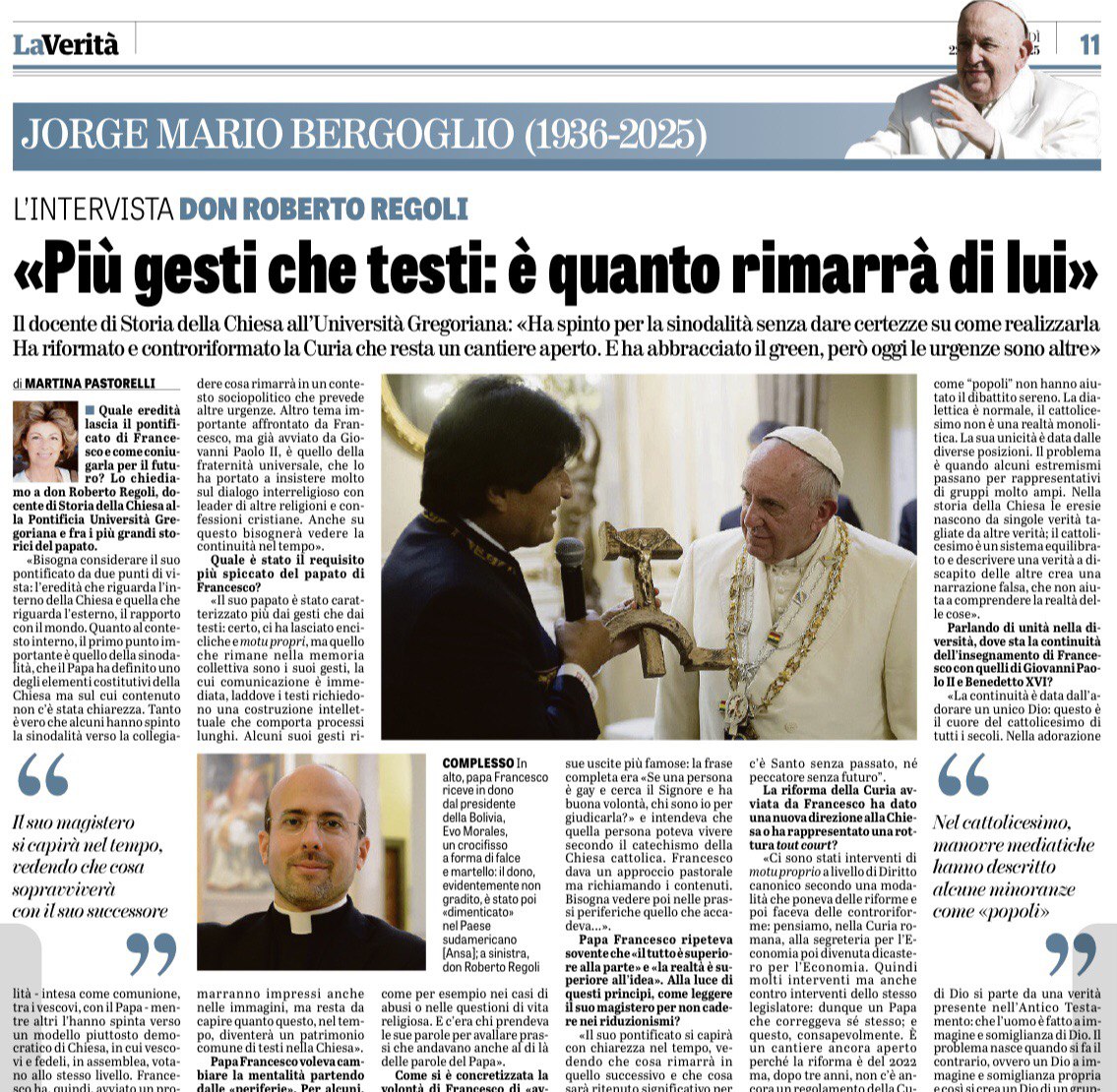 La Verità – 22 aprile 2025 – il blog di Martina Pastorelli